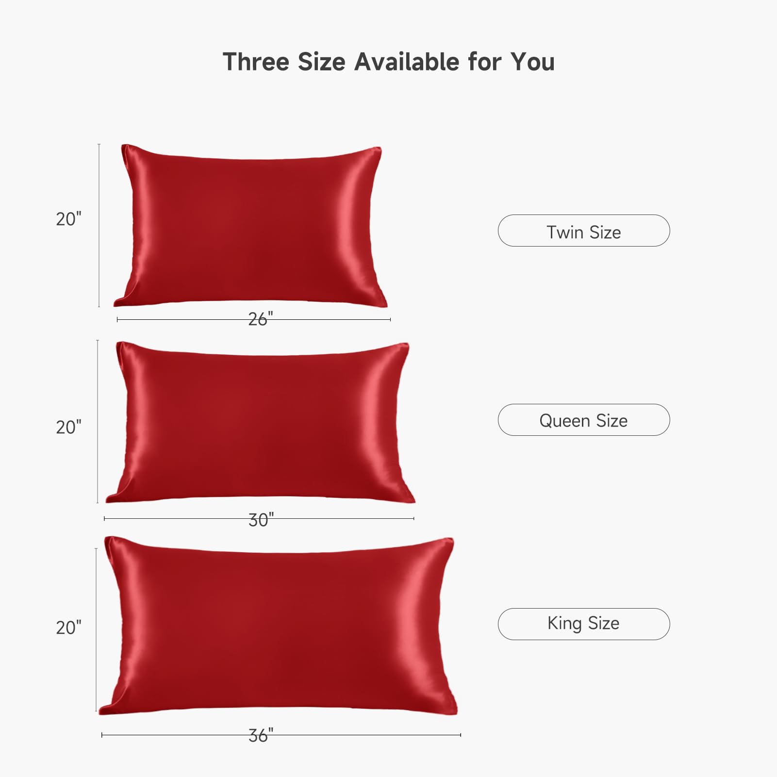 THXSILK 100% Natural Mulberry Silk Pillowcase for Hair and Skin Luxury 6A Grade 1 Pack Mulberry Silk Pillow Cases with Hidden Zipper Closure, King, Red