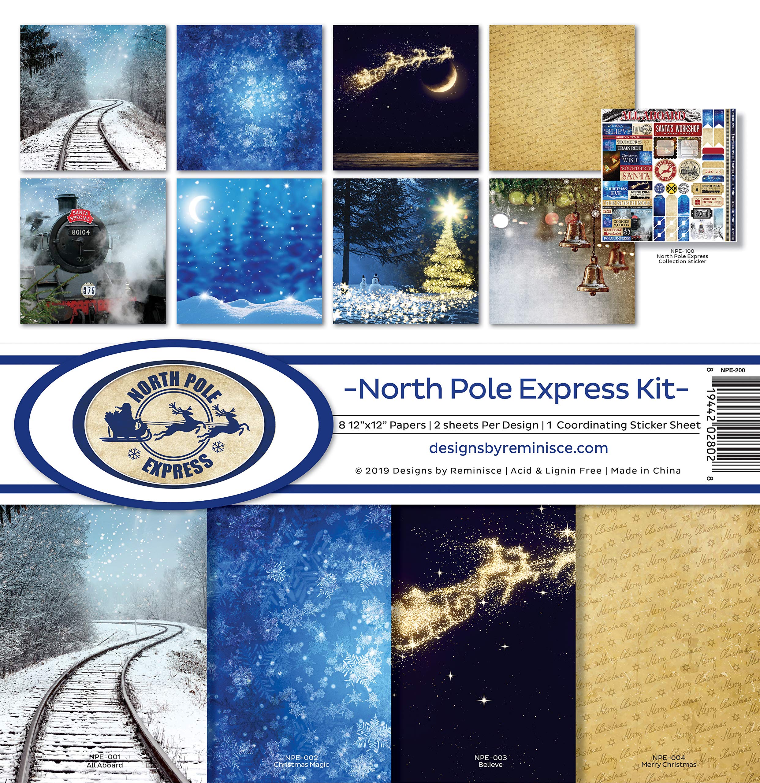 Reminisce (REMBC) North Pole Express Scrapbook Collection Kit, Multi Color Palette, 12x12 inches