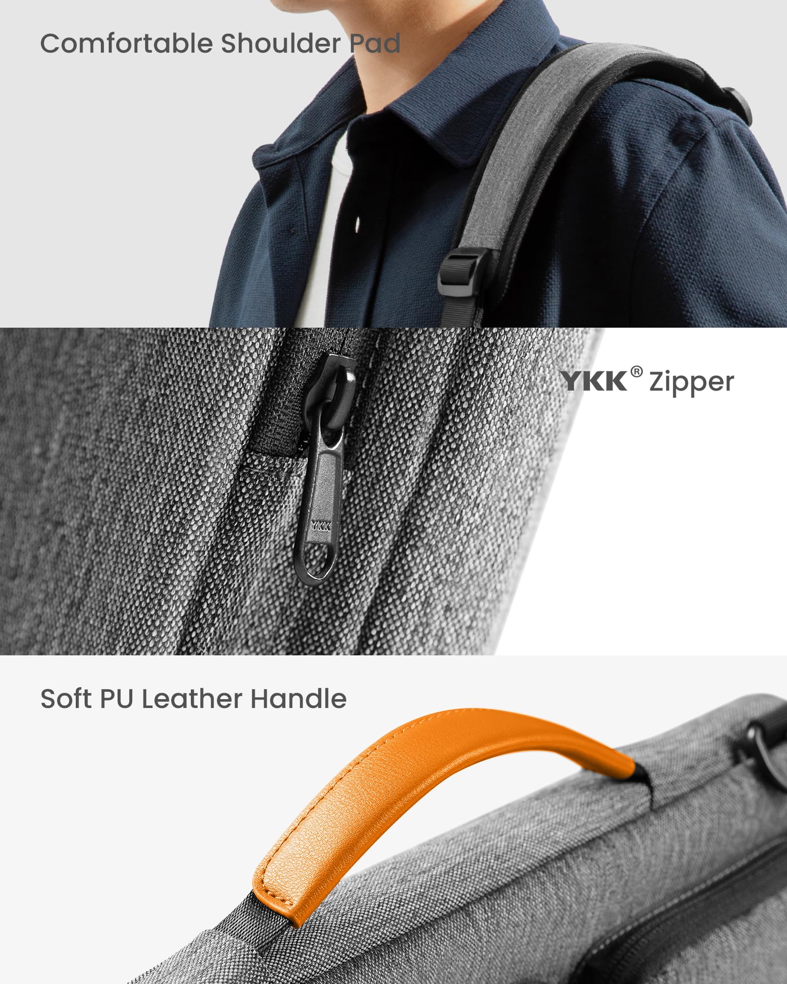 tomtoc 360 Protective Laptop Shoulder Bag for 16-inch MacBook Pro M4/M3/M2/M1 Pro/Max A3403 A3186 A2991 A2485 2024-2019, Water-Resistant Sleeve for Dell XPS 15 Surface Book 3 The New Razer Blade 16