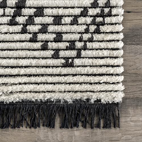 nuLOOM Jaycee Abstract Soft Shaggy Textured Fringe Area Rug, 7' 10" x 10', Beige