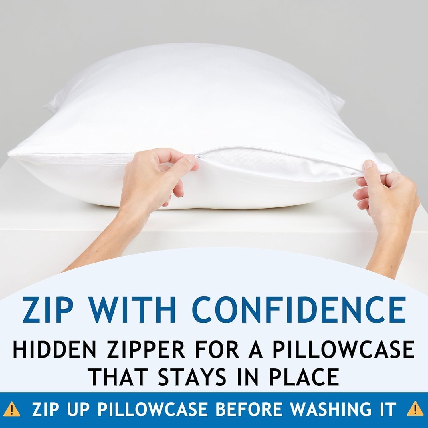 Cooling Pillow Cases King - 100% Viscose Bamboo Pillowcase Set of 2, Zippered, Cool Pillow Cases for Hot Sleepers, Soft