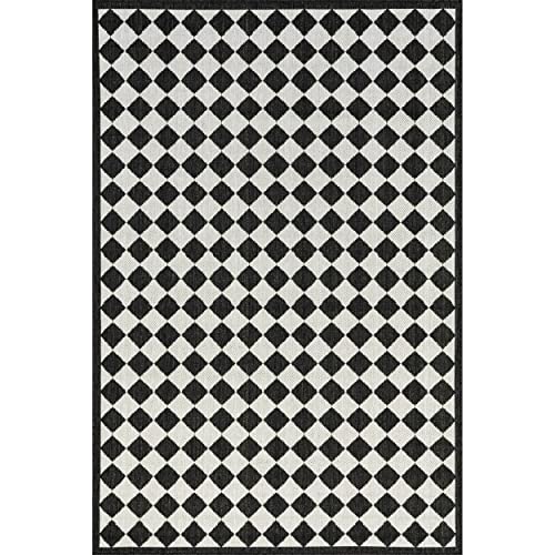 nuLOOM Valery Checkered Indoor/Outdoor Area Rug, 5' x 8', Black and White