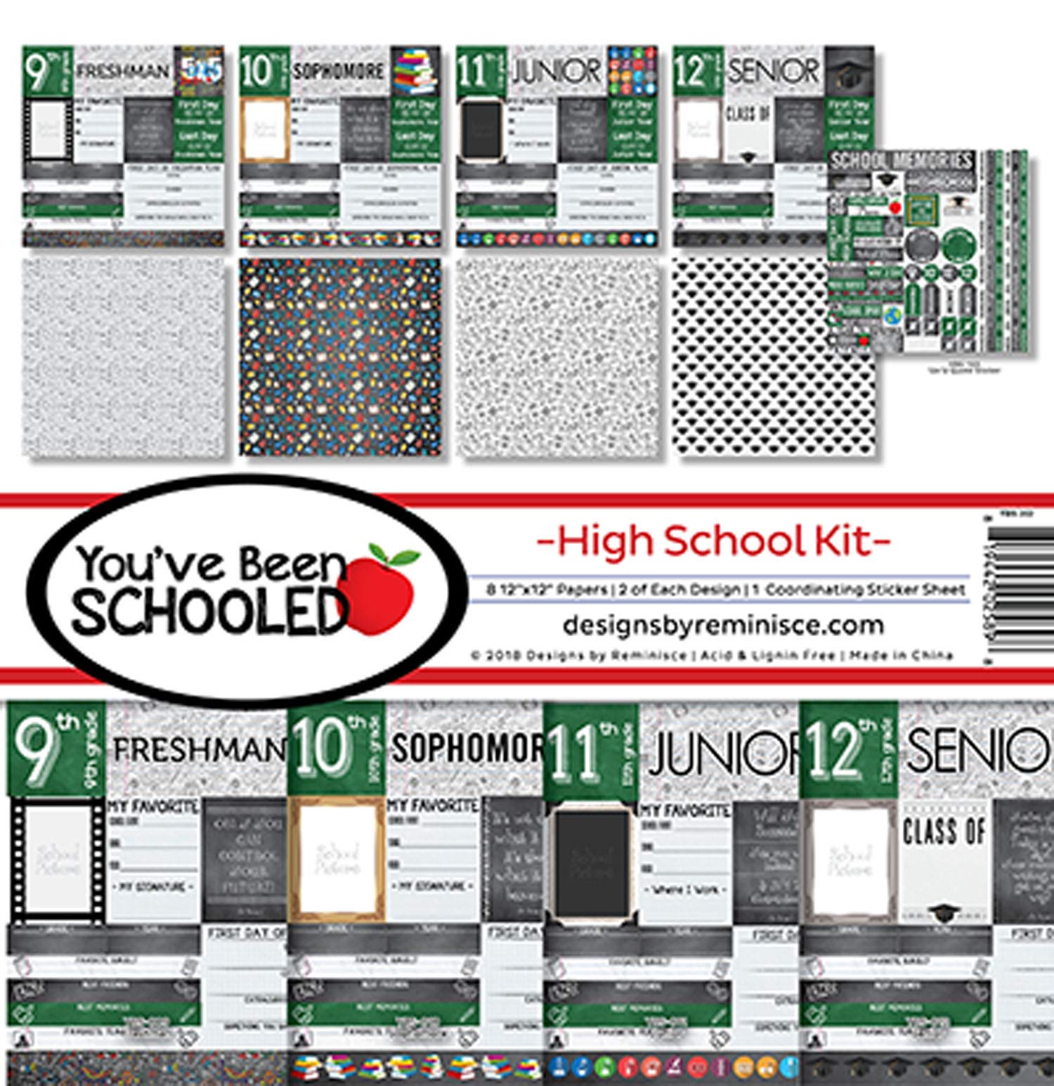 Reminisce (REMBC) High School Scrapbook Collection Kit, Multicolor, 12x12 inches