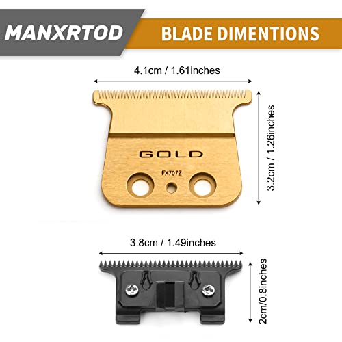 FX707Z Replacement Blades for All BaBylissPRO FX787 & FX726 Trimmers, DLC Replacement Blades Compatible with BaByliss Trimmer Blades, Gold