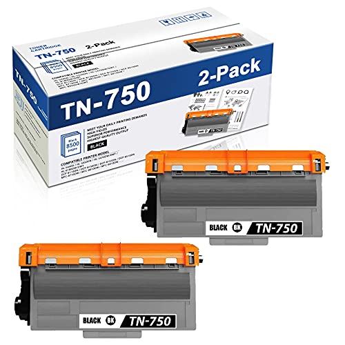 MaxColor 2 Pack Black TN750 High Yield Toner Compatible TN750 Toner Cartridge Replacement for Brother hl5440D 5450DN DCP8155DN 8150DN 8510DN MFC8950DWDWT 8910DW Printer