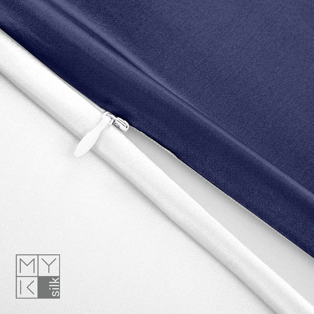 MYK Silk Pure Natural Mulberry Silk Pillowcase, 19 Momme with Cotton Underside for Hair & Skin, Oeko-TEX Certified, Hypoallergenic, Curly Friendly, French Grey