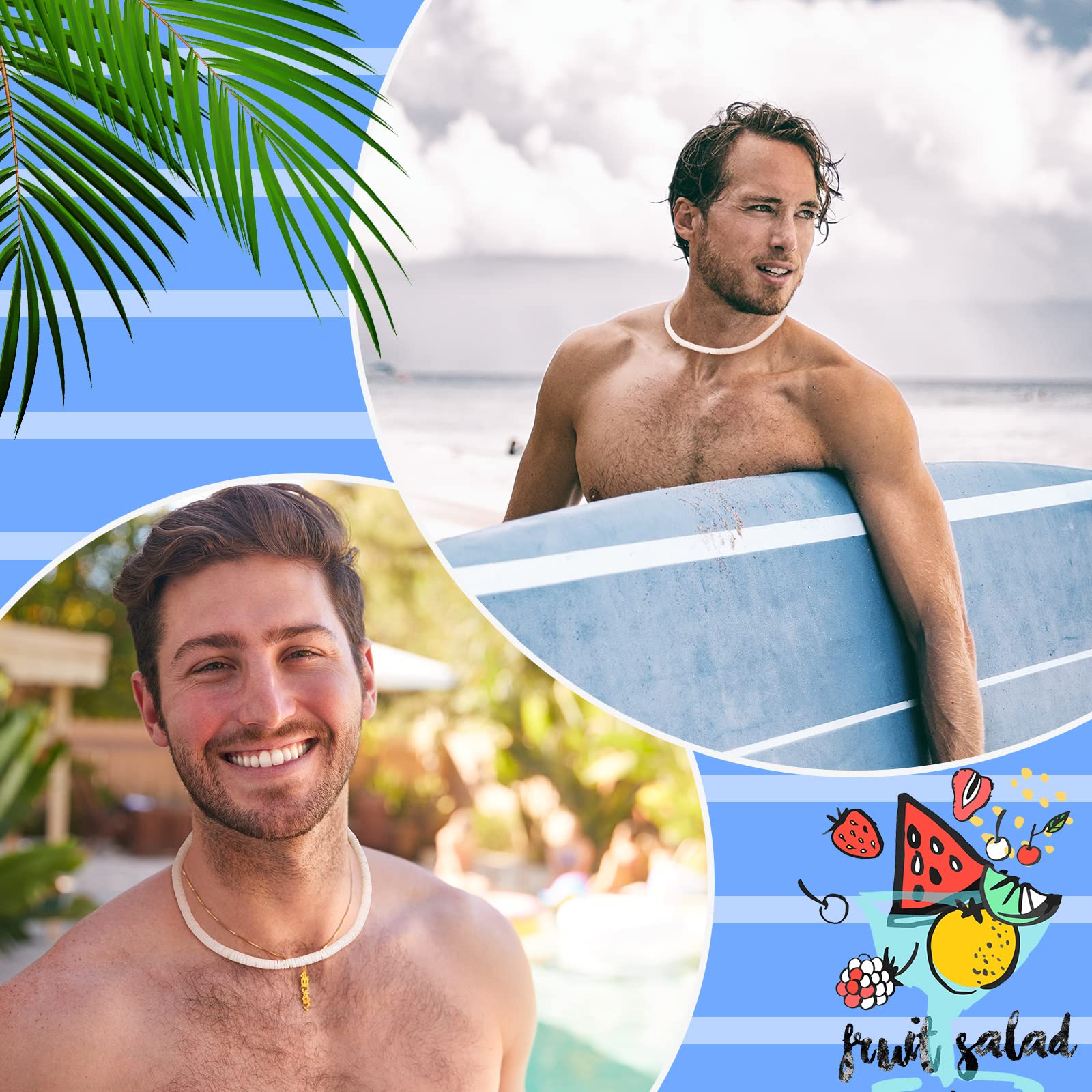WILLBOND 3 Pcs Puka Shell Necklace Men Women White Surfer Necklace Seashell Necklace Shell Beaded Choker with Extension Chain (16 Inch)