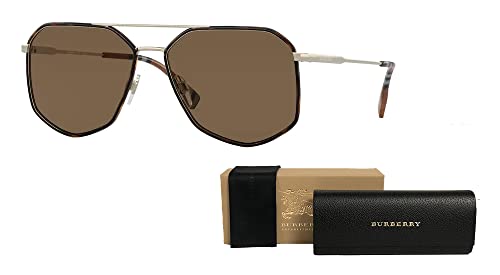 BURBERRY Ozwald BE3139 110973 58MM Light Gold/Dark Havana/Brown Irregular Sunglasses for Men + BUNDLE With Designer iWear Complimentary Eyewear Kit