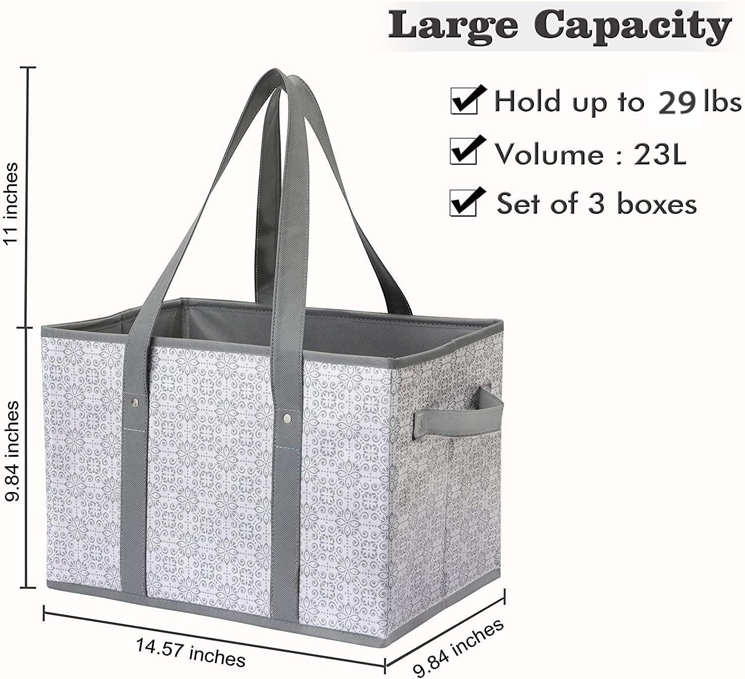 WISELIFE Reusable Grocery Bags [3 Pack],Large Grocery Tote Bag Water Resistant Shopping Bags Foldable Grocery Bag for Clothes,Toys,Shoes and Picnic