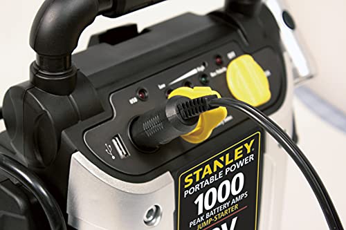 STANLEY J509 Portable Power Station Jump Starter: 1000 Peak Amp Battery Booster, USB Port, Battery Clamps