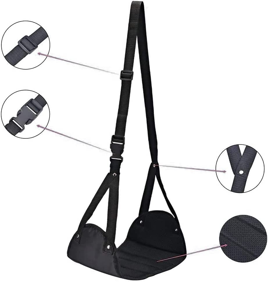 Foot Rest,Portable Travel Footrest Flight Carry-On Foot Rest Adjustable Height Foot Rest Travel Accessories Footrests Hammock,Black