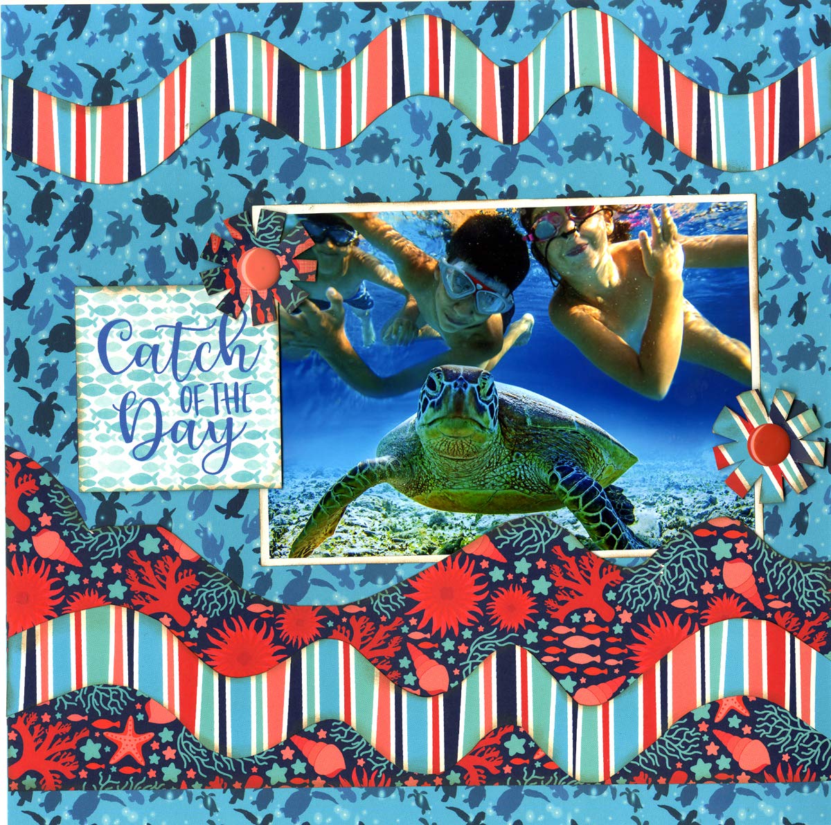 Reminisce Sea Life Collection Scrapbook Kit Paper Crafts, Multi Color Palette, 12x12 inches