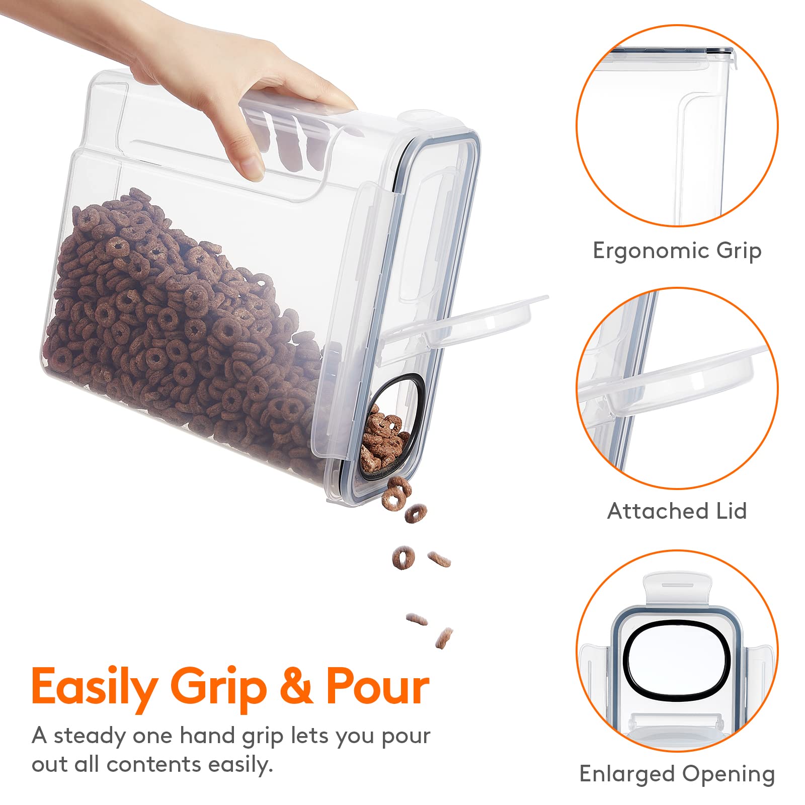 Lifewit 4L(135oz) Cereal Containers Storage with Flip-Top Lids, 4pcs Airtight Food Storage Canister Sets with Label Stickers for Kitchen Pantry Counter Organization, Oats, Flour, Sugar, BPA Free