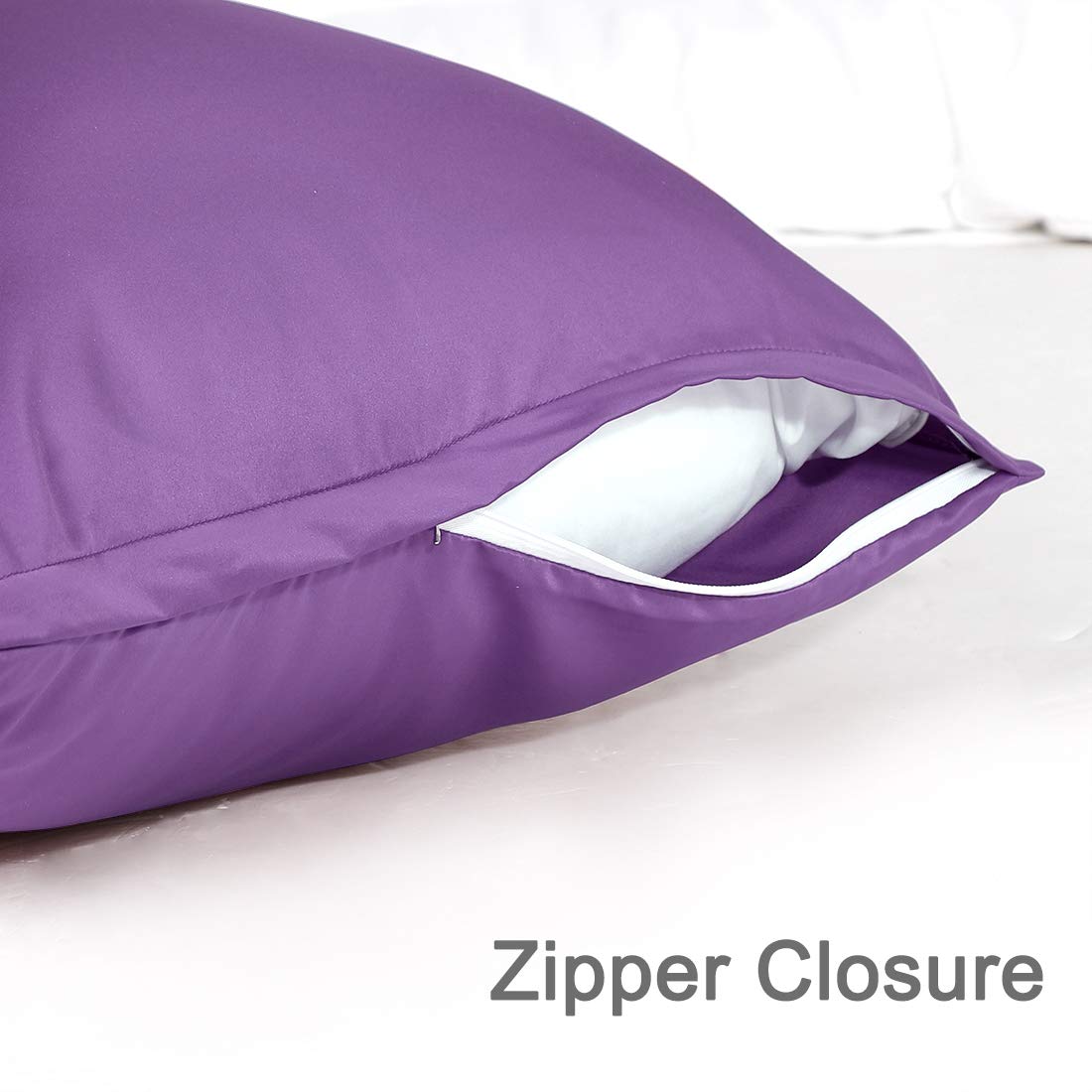 uxcell Satin Body Pillow Case, Purple Silky Body Pillowcases for Hair and Skin, 21x54 Long Pillow Covers with Zipper Closure