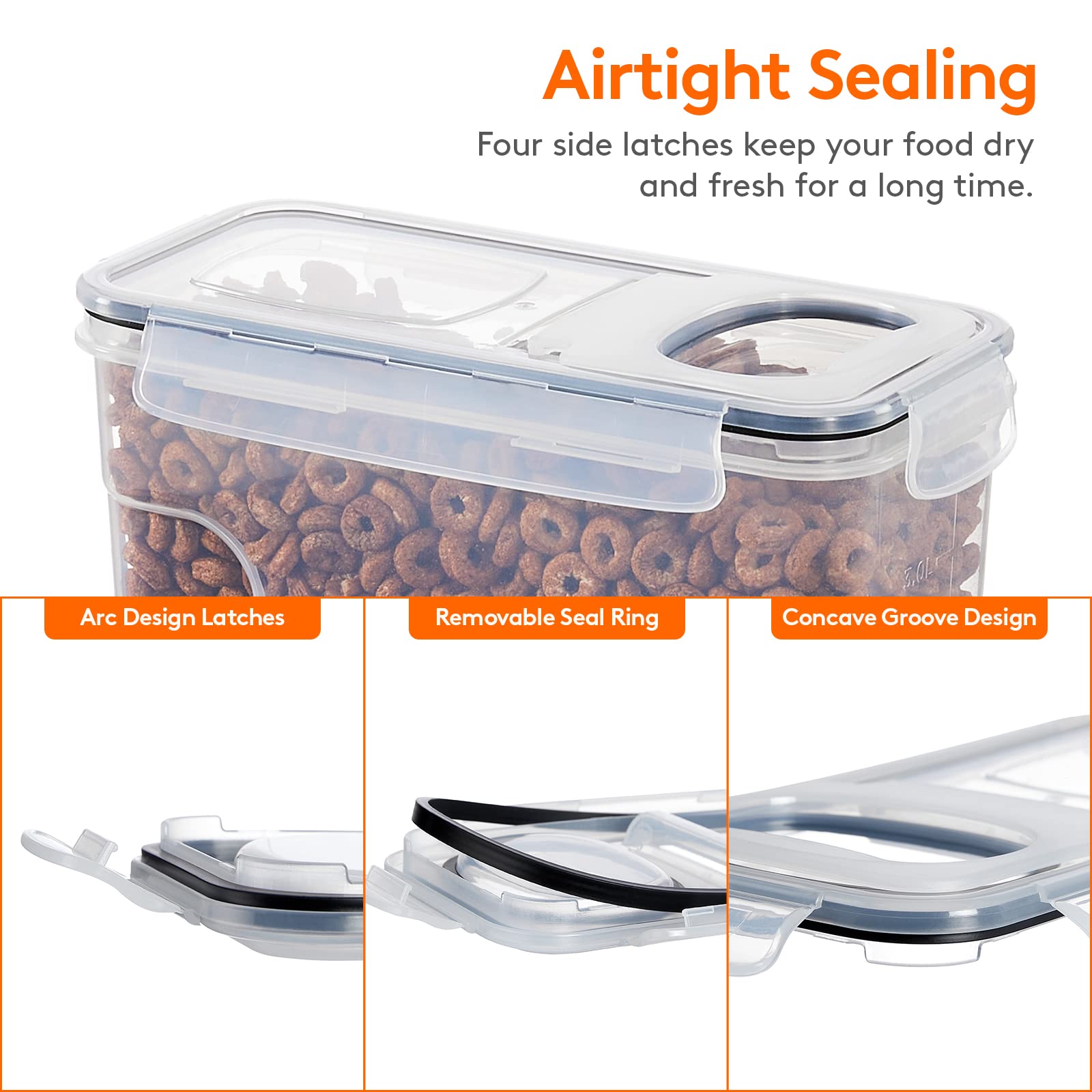 Lifewit 4L(135oz) Cereal Containers Storage with Flip-Top Lids, 4pcs Airtight Food Storage Canister Sets with Label Stickers for Kitchen Pantry Counter Organization, Oats, Flour, Sugar, BPA Free