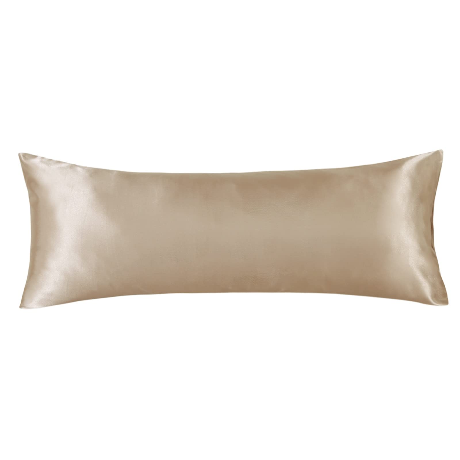 LCBD Satin Body Pillow Case for Hair and Skin, Taupe Silk Satin Body Pillow Case Cover, 20x54 Body Cooling Pillow Cover with Envelope Closure