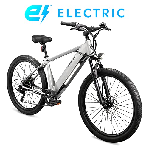 Schwinn Marshall Adult Electric Hybrid Bike, Large/X-Large Step-Over Frame, 7 Speed, 27.5-Inch Wheels, Matte Grey