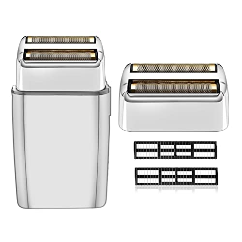 Kepouse Metal Cutters and Shaver Replacement Foil compatible with BaBylissPRO Double FXFS2/FXFS2G Metal shaver foil replacement 2Pack,Silver