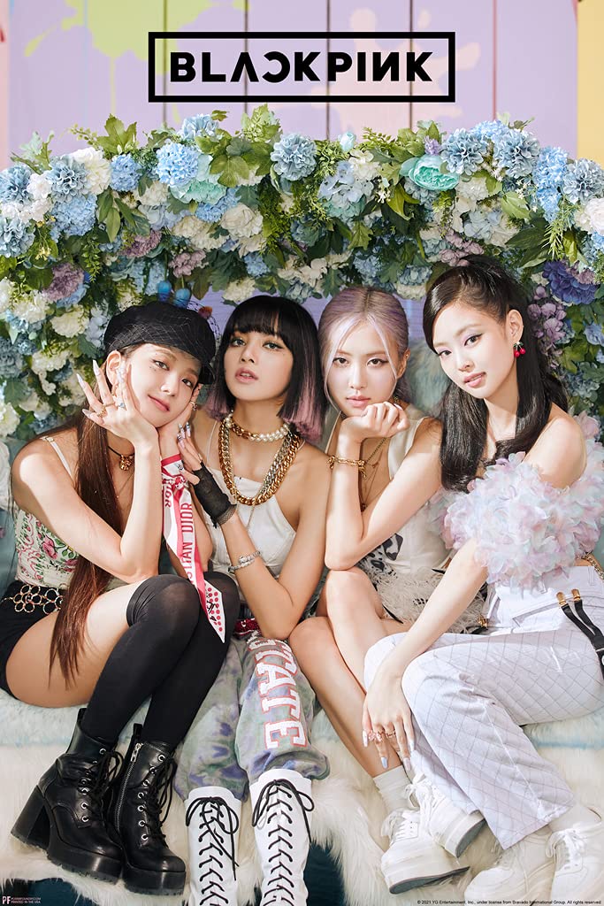Blackpink Poster Merchandise Flowers Floral Group Photo Rose Lisa Jisoo Jennie Kpop Merch Album Kpop Room Decor For Walls Official Birthday Decorations Cool Wall Decor Art Print Poster 12x18