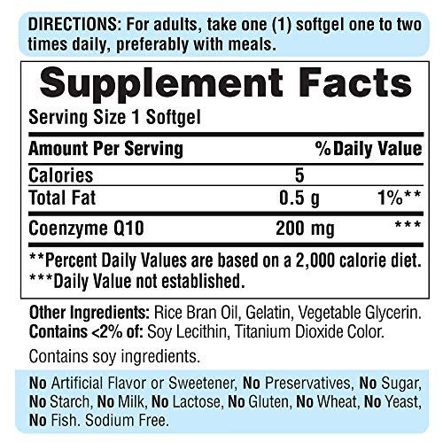 Puritan's Pride QSORB CoQ10 200 mg, Supports Heart Health (2 Pack of 240 softgels) 240 Count(Packaging may vary)