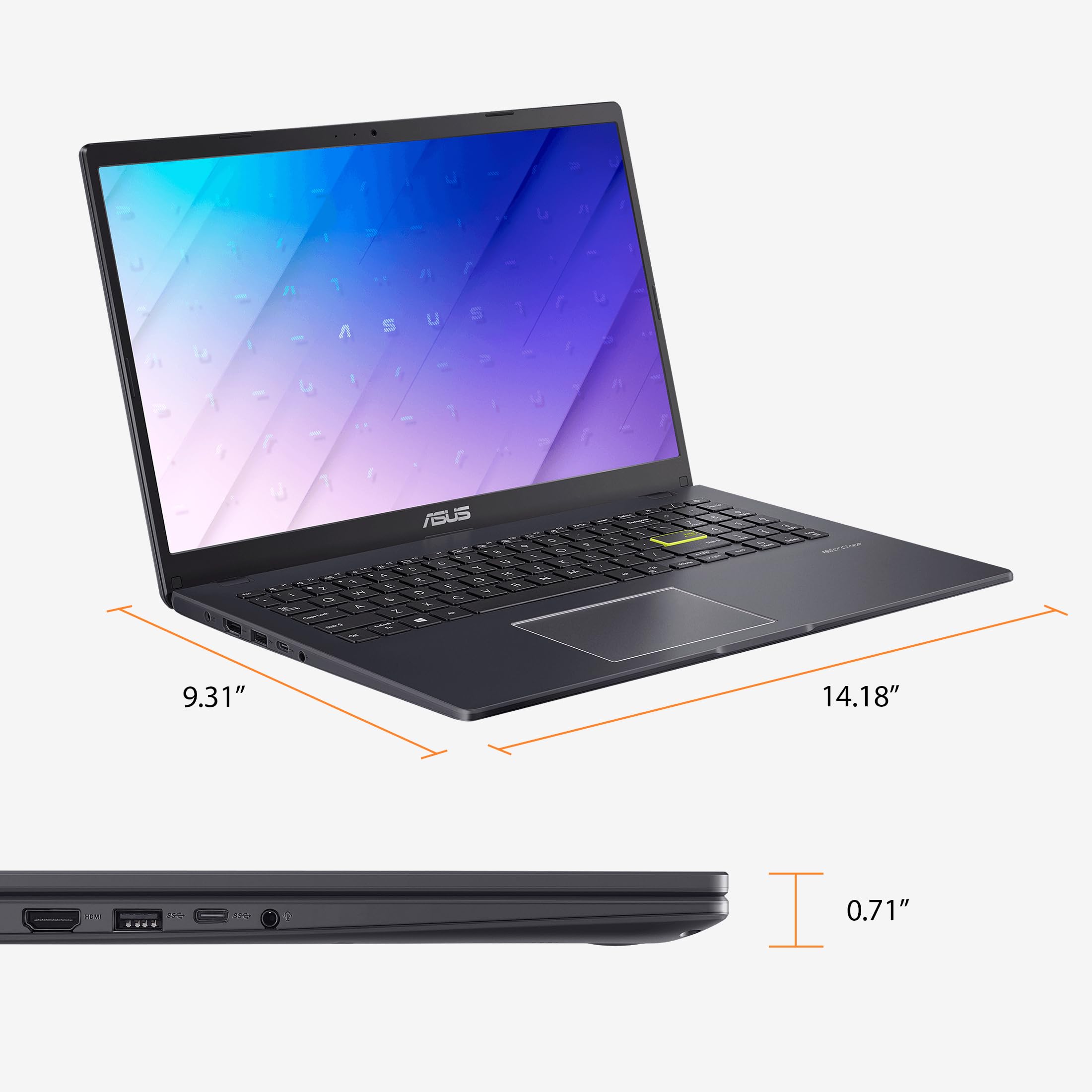asus Laptop 2023 Newest Thin Light Laptop Computer, 15.6'' FHD Display, Intel Pentium N5030, 4GB RAM, 192GB Storage (128GB eMMC+64GB SD),Webcam,WiFi, Backlit KB, Office 365, Win11 S+MarxsolAccessory