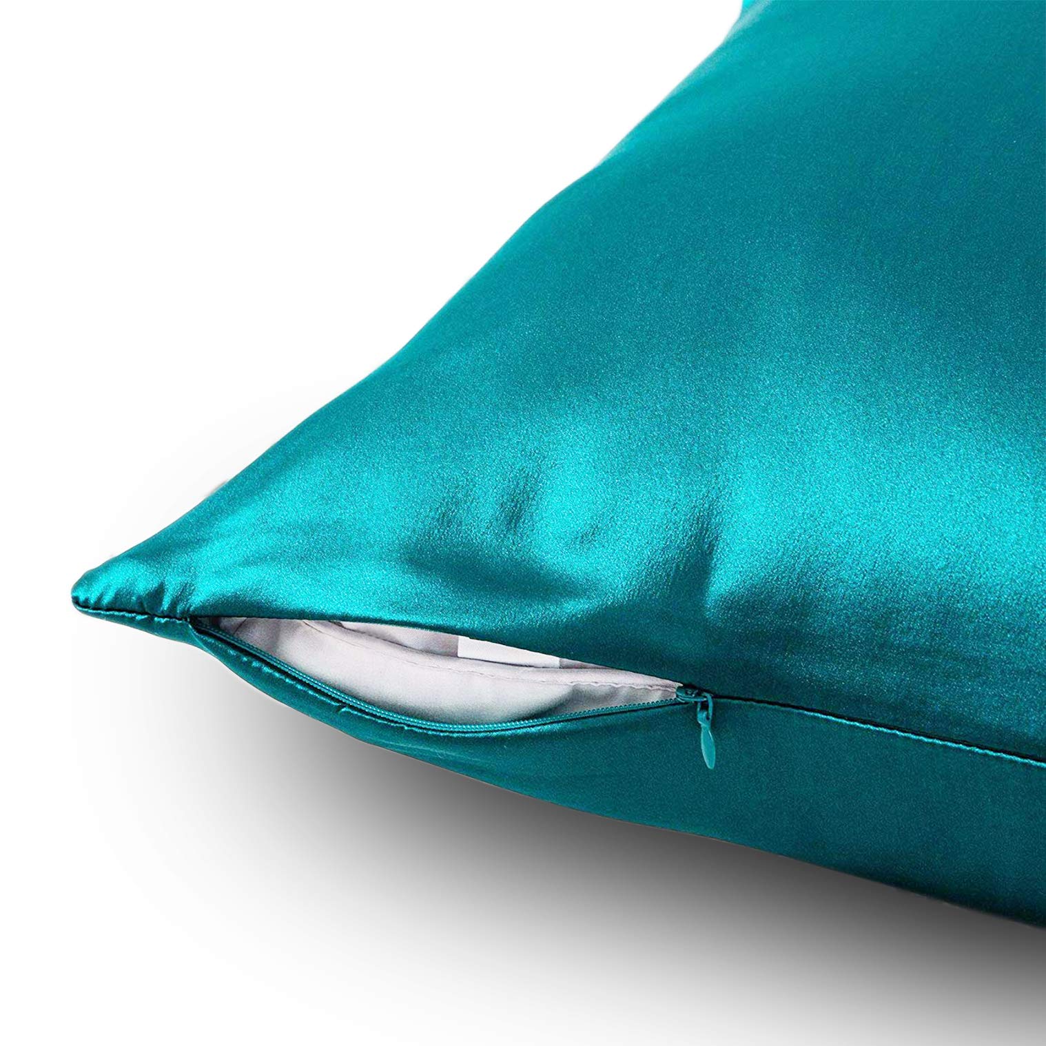 Hodeco Nature Silk Pillowcase 14x20 Double Sides 100% Mulberry Silk 19 Momme Thick Silk Pillow Cover for Bed Pillow Sham Cover Toddler Size 36x51cm Silk Pillowcase, Peacock Blue 1 Piece