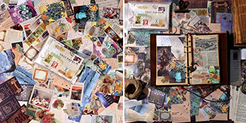 Draupnir 200pcs Vintage Junk Journal Supplies,Scrapbook Supplies Scrapbooking Paper and Stickers Ephemera for Art Aesthetic Journaling Kit Collage(Art)