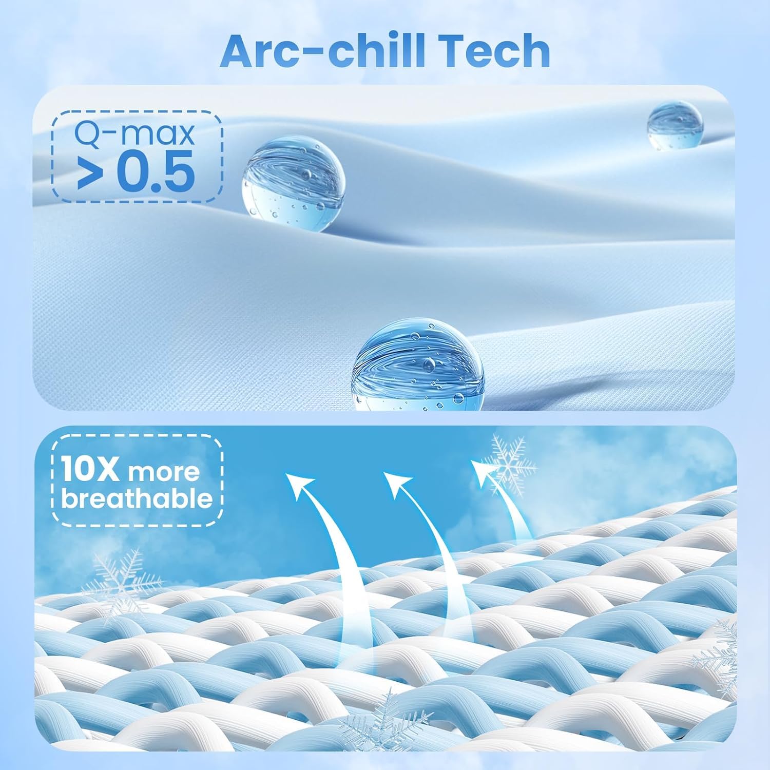 LUXEAR Cooling Pillow Cases Queen Size, 2 Pack Hidden Zipper Arc-Chill Cool Pillow Cases with Double-Side Design [Oeko-TEX Certified], Anti-Static, Skin-Friendly, Machine Washable Pillow Cases - Gray
