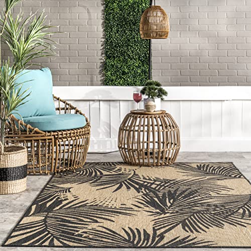 nuLOOM Kasia Areca Palm Indoor/Outdoor Area Rug, 8' x 10', Dark Grey