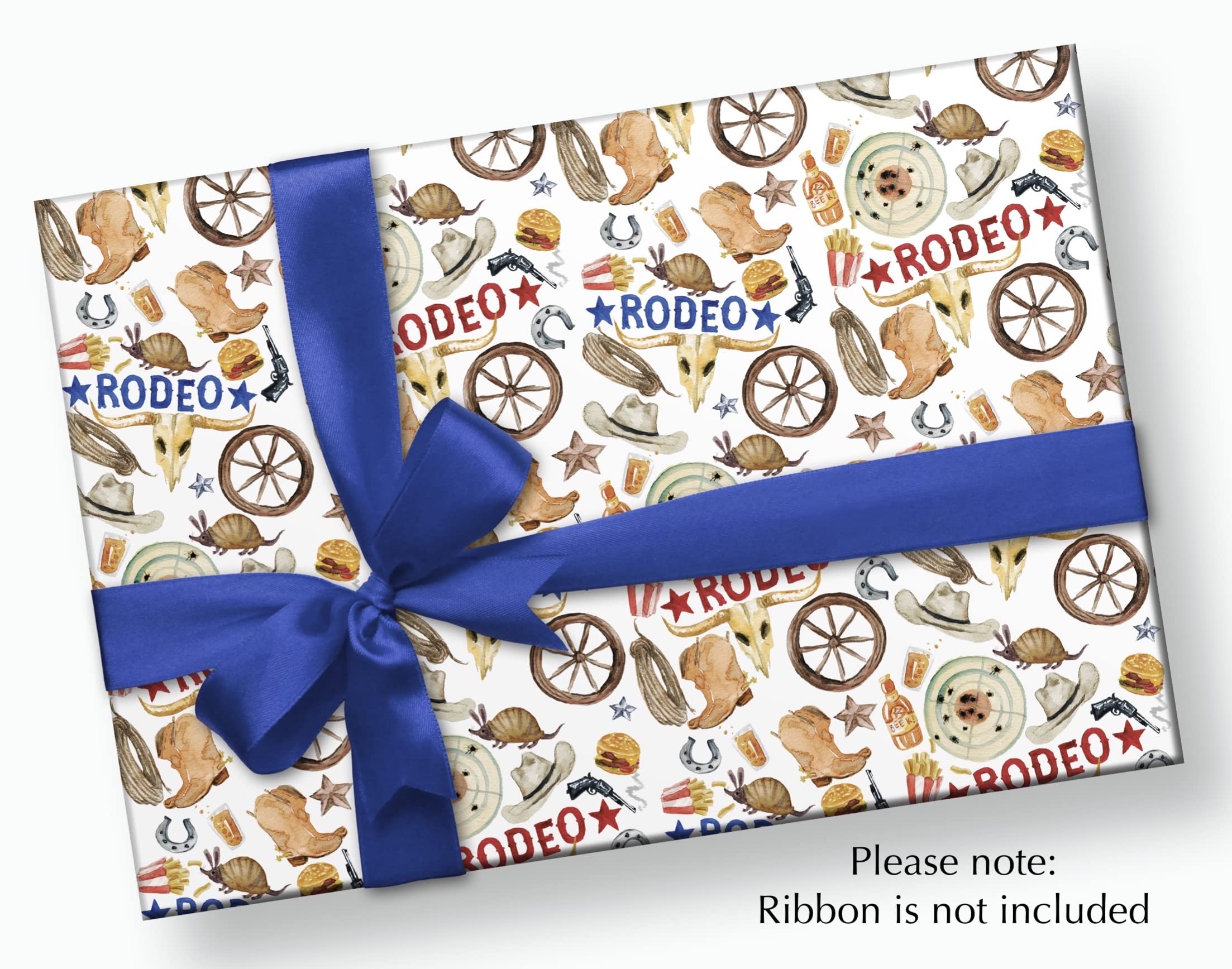 Stesha Party Western Wrapping Paper Rodeo Gift Wrap - Folded Flat 30 x 20 Inch (3 Sheets)