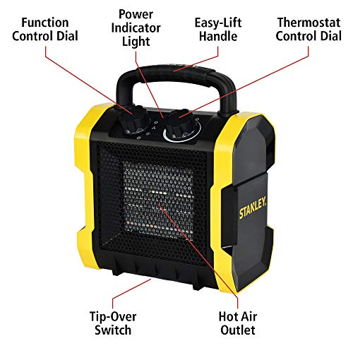 STANLEY 5100 BTU, 1500W Heavy-Duty Electric Heater, ST-222A-120, Black, Yellow