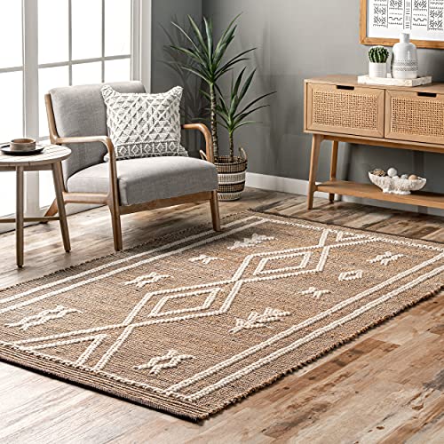 nuLOOM Ricki Hand Woven Tribal Flatweave Area Rug, 8' x 10', Natural
