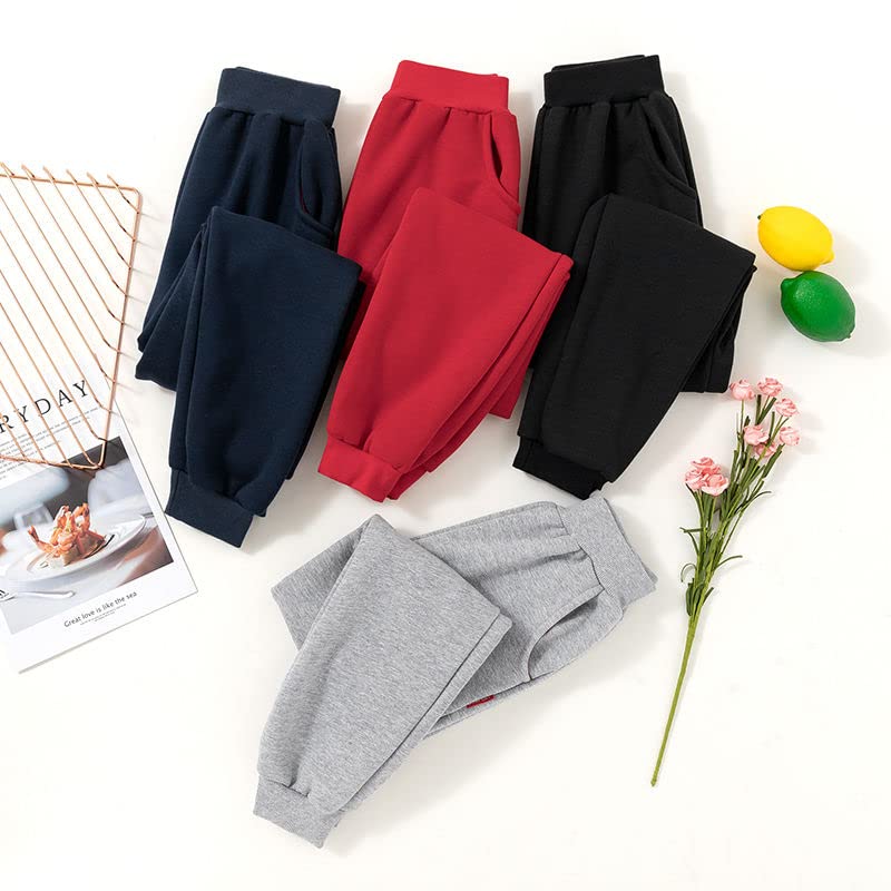 GFQLONG Toddler Baby Boys 2 Pack Cotton Active Jogger Pants,Kids Casual Athletic Sweatpants Solid Pocket Bottoms,Navy Blue+Blue 2-3T