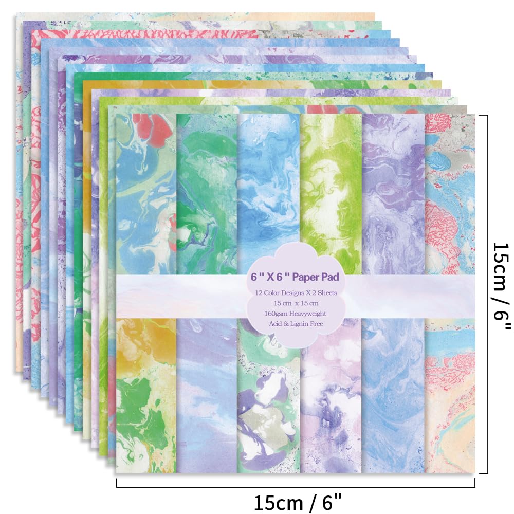 6x6” 160gsm cardstock Single Sided Scrapbooking 24 Paper Pad vintage decoupage scrapbook kit patterned paper junk journal supplies journaling supply scrap paper crafting Halo Staining