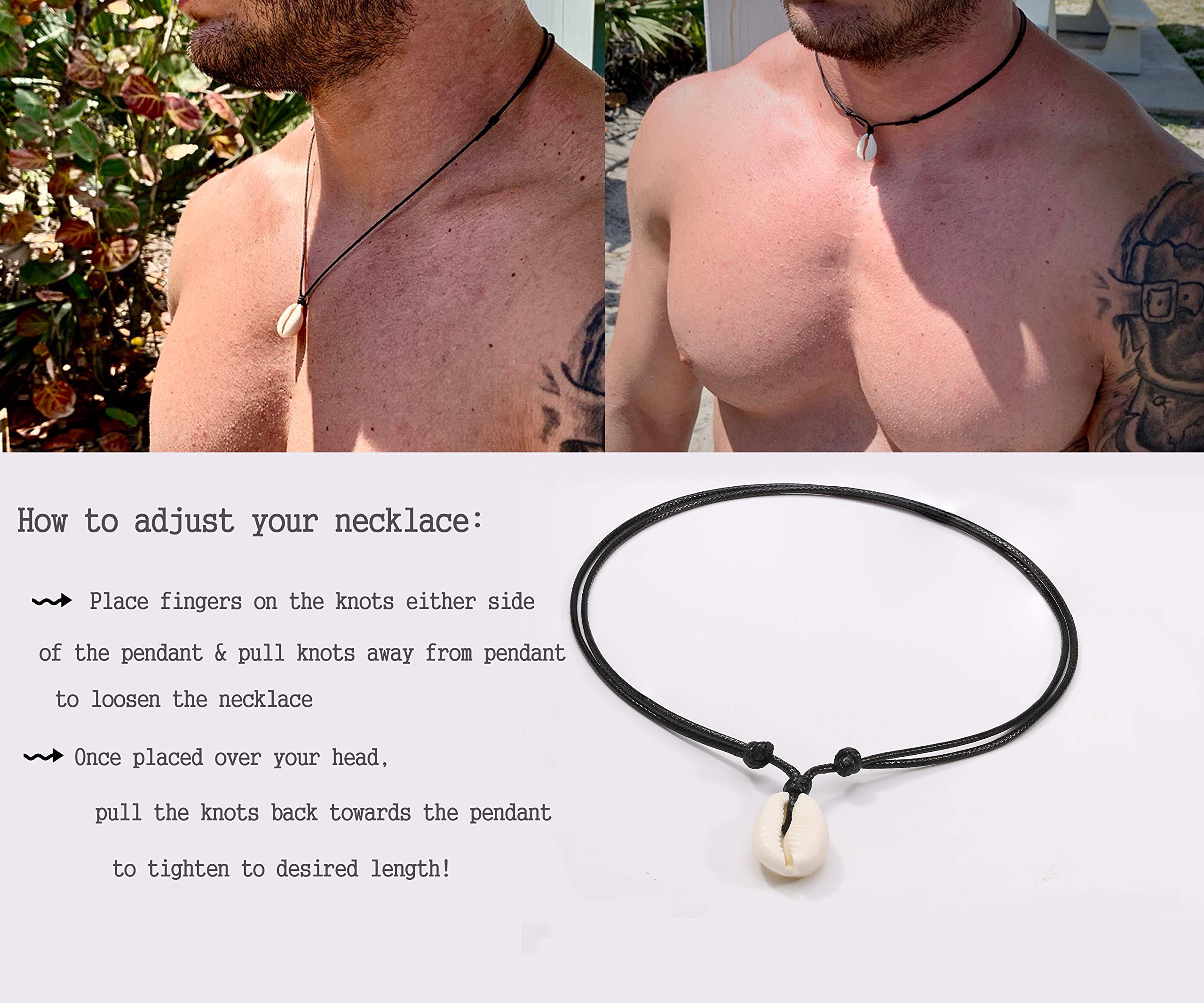 POTESSA Natural Cowrie Shell Choker Necklace Pendant Hippie Adjustable Beach Jewelry for Ladies