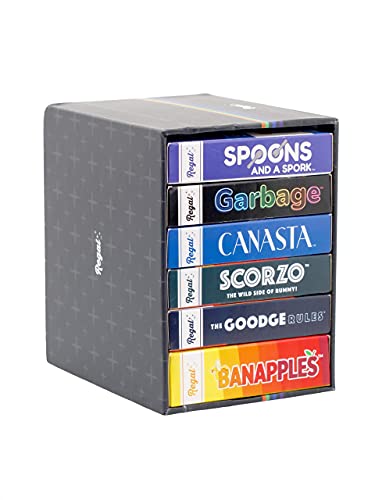 Regal Games Mega Card Family Game Pack with Canasta, Spoons and a Spork, Garbage, ScorZo, The Goodge Rules, and Banapples Decks