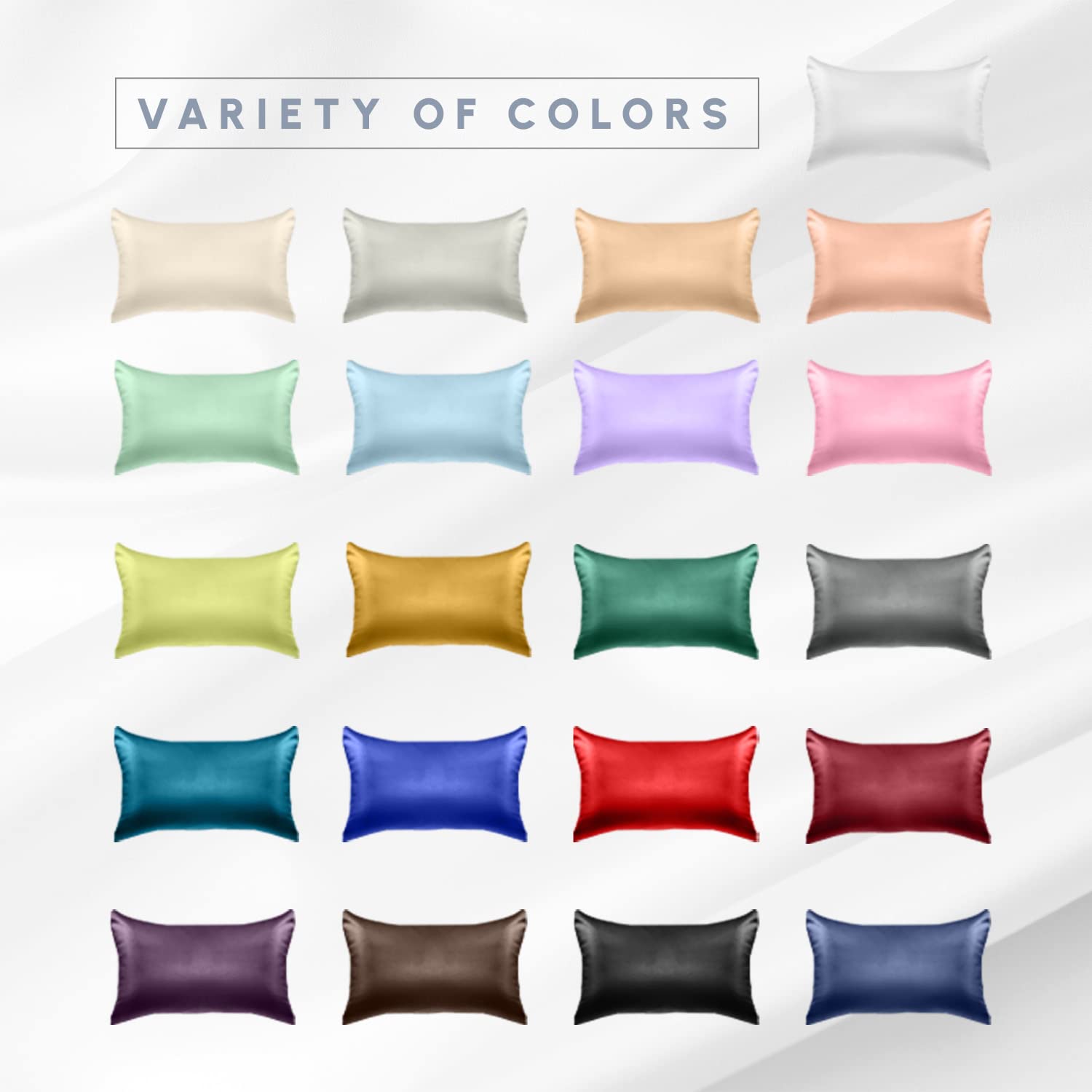 Elegant Comfort 4-Pack King Size Satin Pillowcase Set with Hidden Zipper Closure, White, 20" x 40"