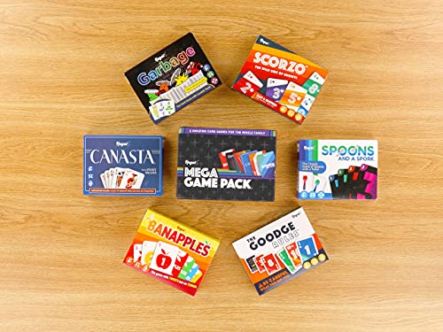 Regal Games Mega Card Family Game Pack with Canasta, Spoons and a Spork, Garbage, ScorZo, The Goodge Rules, and Banapples Decks