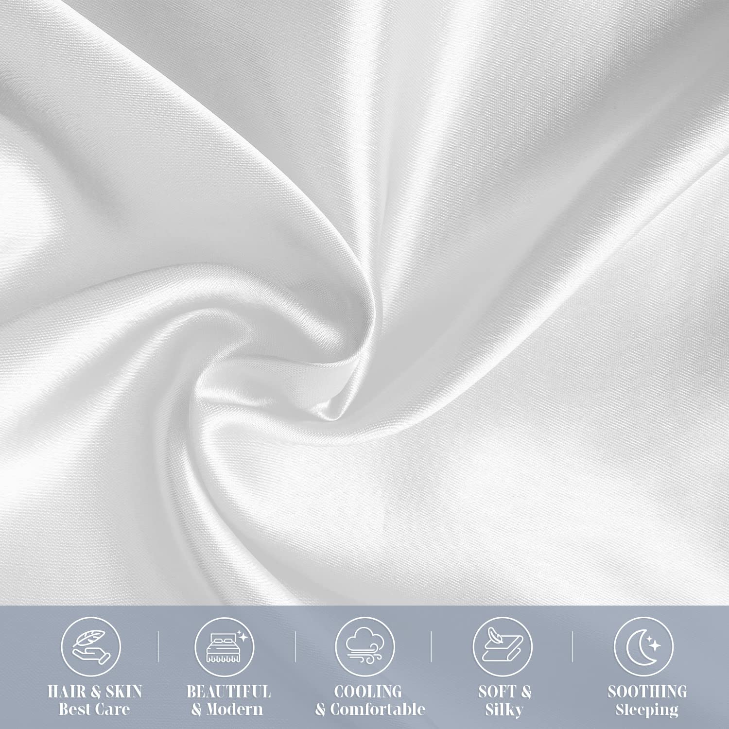 Elegant Comfort 4-Pack King Size Satin Pillowcase Set with Hidden Zipper Closure, White, 20" x 40"