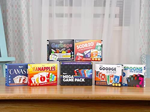 Regal Games Mega Card Family Game Pack with Canasta, Spoons and a Spork, Garbage, ScorZo, The Goodge Rules, and Banapples Decks