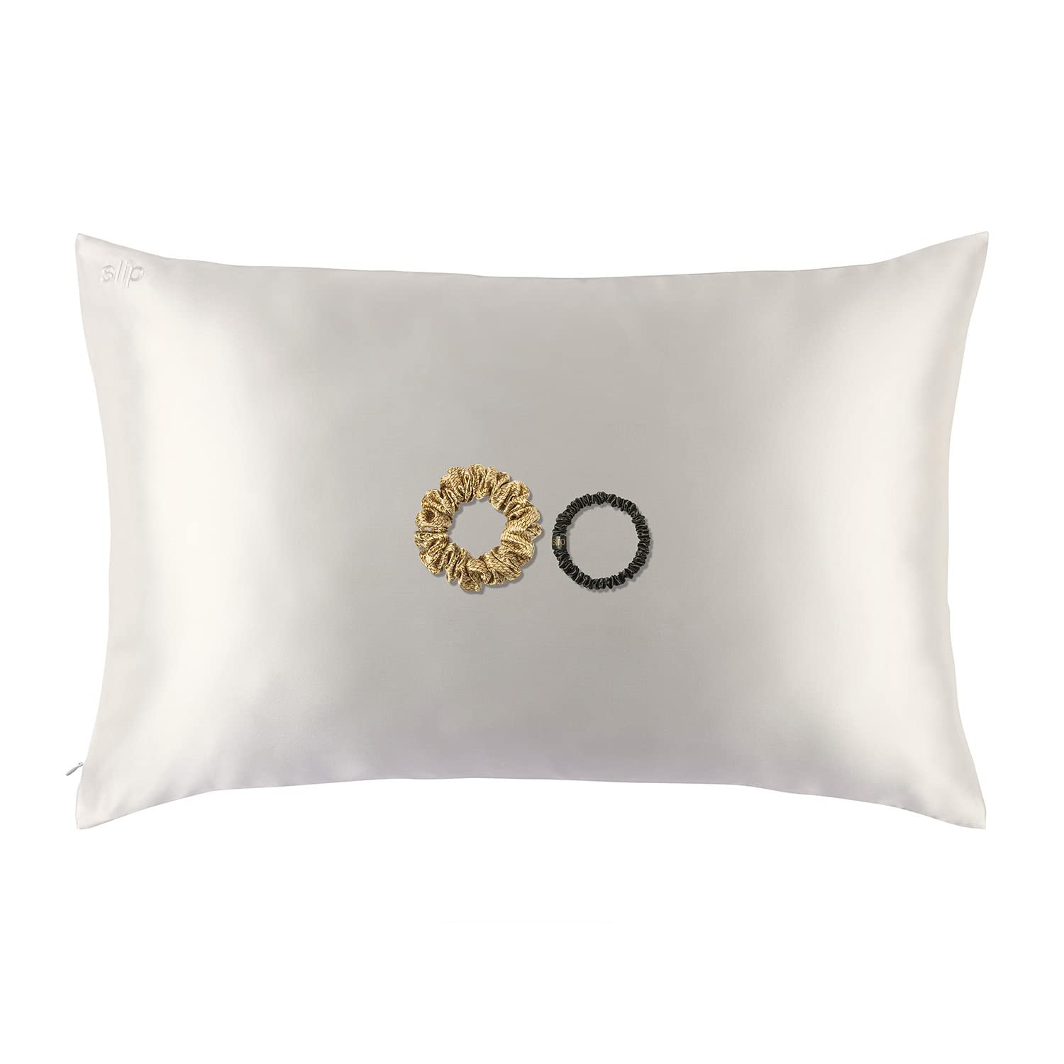 Slip Silk Gift Set, Medusa Nights - The Slipsilk Difference Highest Grade 22 Momme Mulberry Silk - 1x Queen Silk Pillowcase, 1x Large Silk Scrunchie, + 1x Skinny Silk Hair Tie (3 Piece Silk Set)