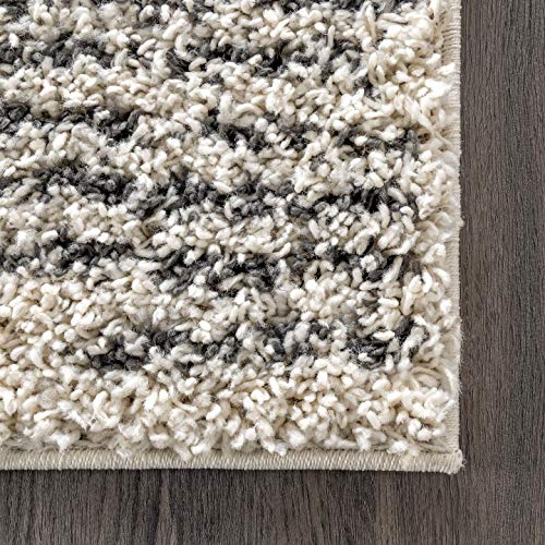 nuLOOM Scarlette Abstract Diamonds Shag Area Rug, 10' 2" x 14', Off-white