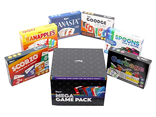 Regal Games Mega Card Family Game Pack with Canasta, Spoons and a Spork, Garbage, ScorZo, The Goodge Rules, and Banapples Decks
