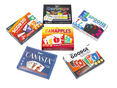 Regal Games Mega Card Family Game Pack with Canasta, Spoons and a Spork, Garbage, ScorZo, The Goodge Rules, and Banapples Decks