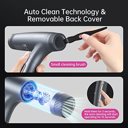 Arsupen Professional Hair Dryer with Powerful Brushless Motor, Lightweight Foldable Dual Ionic Blow Dryer, High Speed for Fast Drying with Magnetic Nozzle, 12 Modes, Super Quiet, for Travel Salon Home