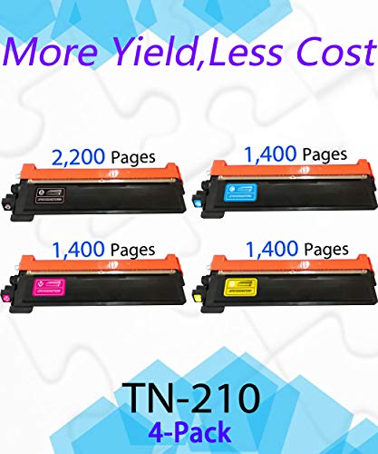 EASYPRINT (1xSET, BCMY) Compatible TN-210 TN210 Toner Cartridges Work for Brother HL-3040CN, HL-3045CN, HL-3070CW, HL-3075CW, MFC-9010CN, MFC-9120CN, MFC-9125CN, MFC-9325CW, MFC-9320CW, (4-Pack)