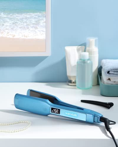 Hair Straightener, 1.75 Inch Wide Titanium Flat Iron for Hair, Professional Hair Straightener with Adjustable Temp(170 ℉-450℉ ), Fast Heat Up Dual Voltage Flat Iron(Blue)
