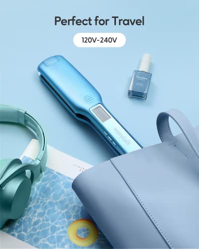Hair Straightener, 1.75 Inch Wide Titanium Flat Iron for Hair, Professional Hair Straightener with Adjustable Temp(170 ℉-450℉ ), Fast Heat Up Dual Voltage Flat Iron(Blue)