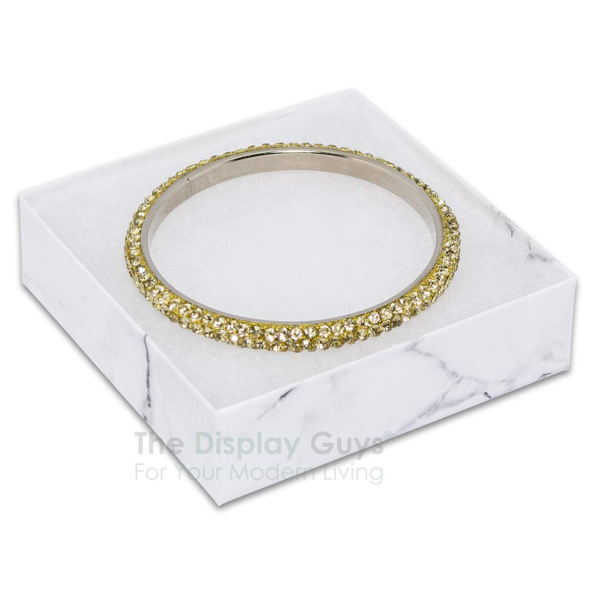 TheDisplayGuys - 25-Pack #33 Cotton Filled Cardboard Paper Jewelry Boxes Gift Case - Marble White (3.5" x 3.5" x 1.0") - for Shipping or Storage