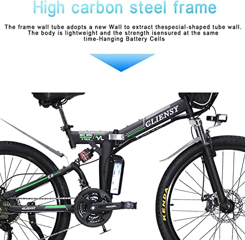 CLIENSY 26 Inch Electric Bike, 550W Folding Ebike with Removable 36V 12.5AH Lithium Battery for Adults, 21 Speed Shifter (Black)